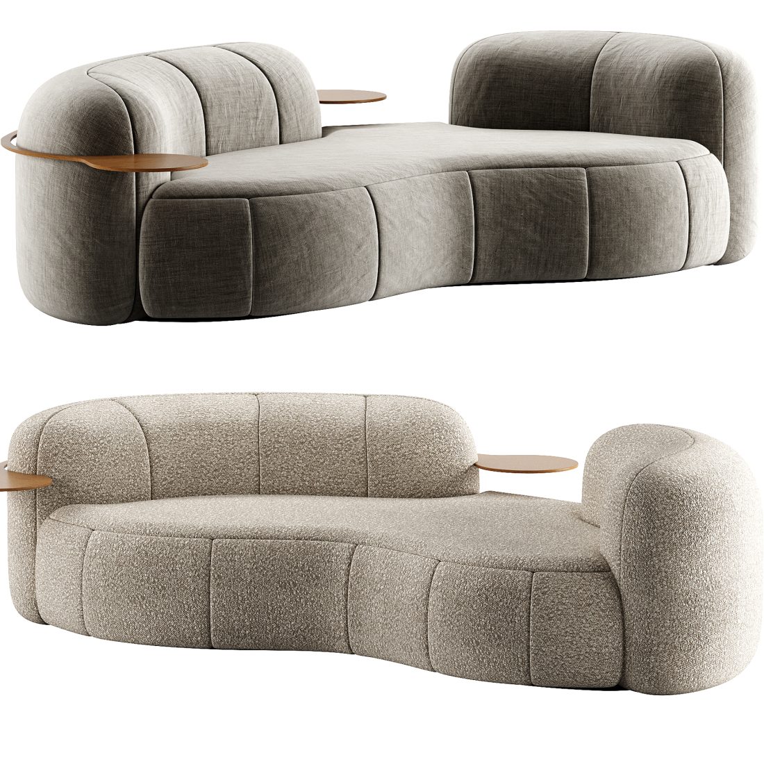 Tateyama By Secolo Curved Fabric Sofa 3D Model for Corona | CGMood