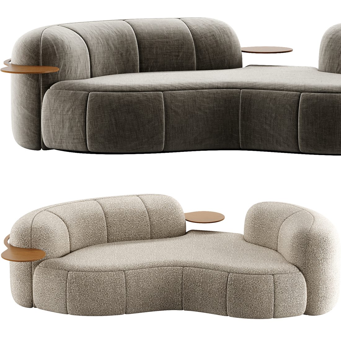 Tateyama By Secolo Curved Fabric Sofa 3D Model for Corona | CGMood