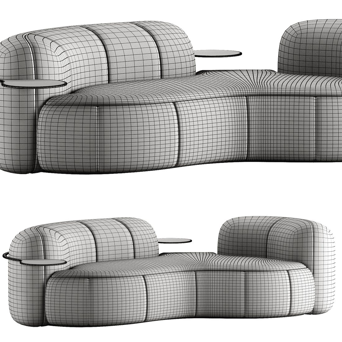 Tateyama By Secolo Curved Fabric Sofa 3D Model for Corona | CGMood