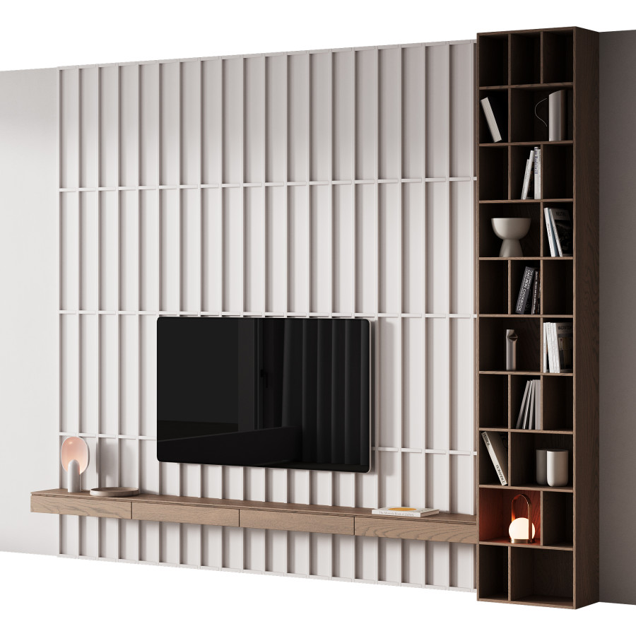508 Tv Wall Kit 12 Minimal Living Room Zone - 3D Model for VRay, Corona