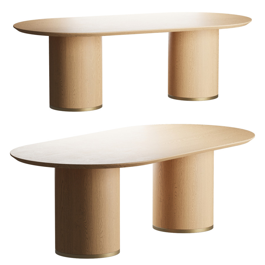 Brandy Natural Ash Wood 95 Oval Dining Table - 3D Model for Corona