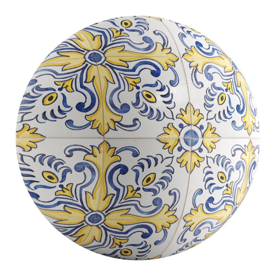 Ceramic Tile Azulejo Alcachofra 4k Pbr Seamless - 3D Model for VRay ...