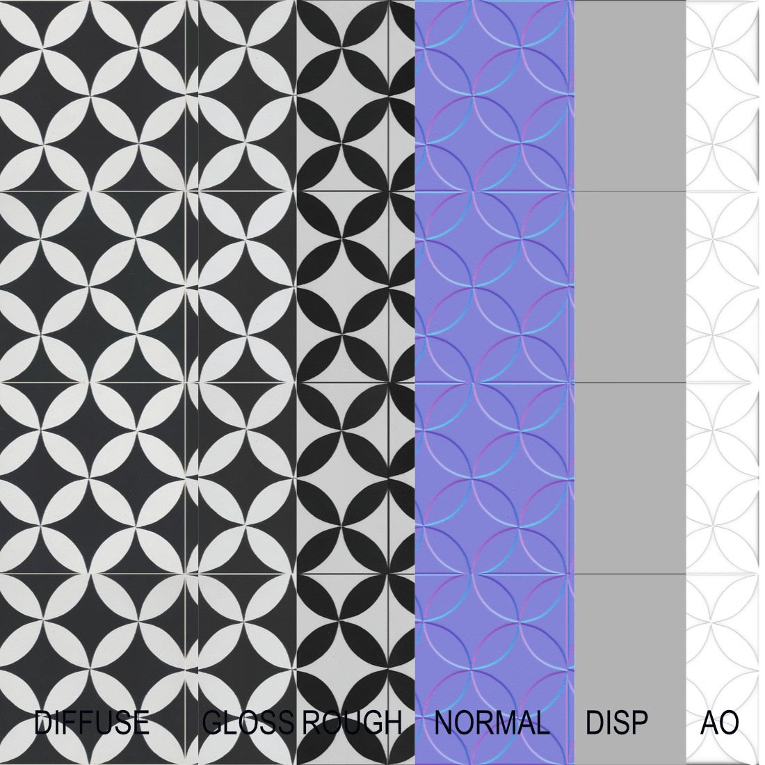 Ceramic Tile White Bloom 4k Pbr Seamless - 3D Model for VRay, Corona, VRay