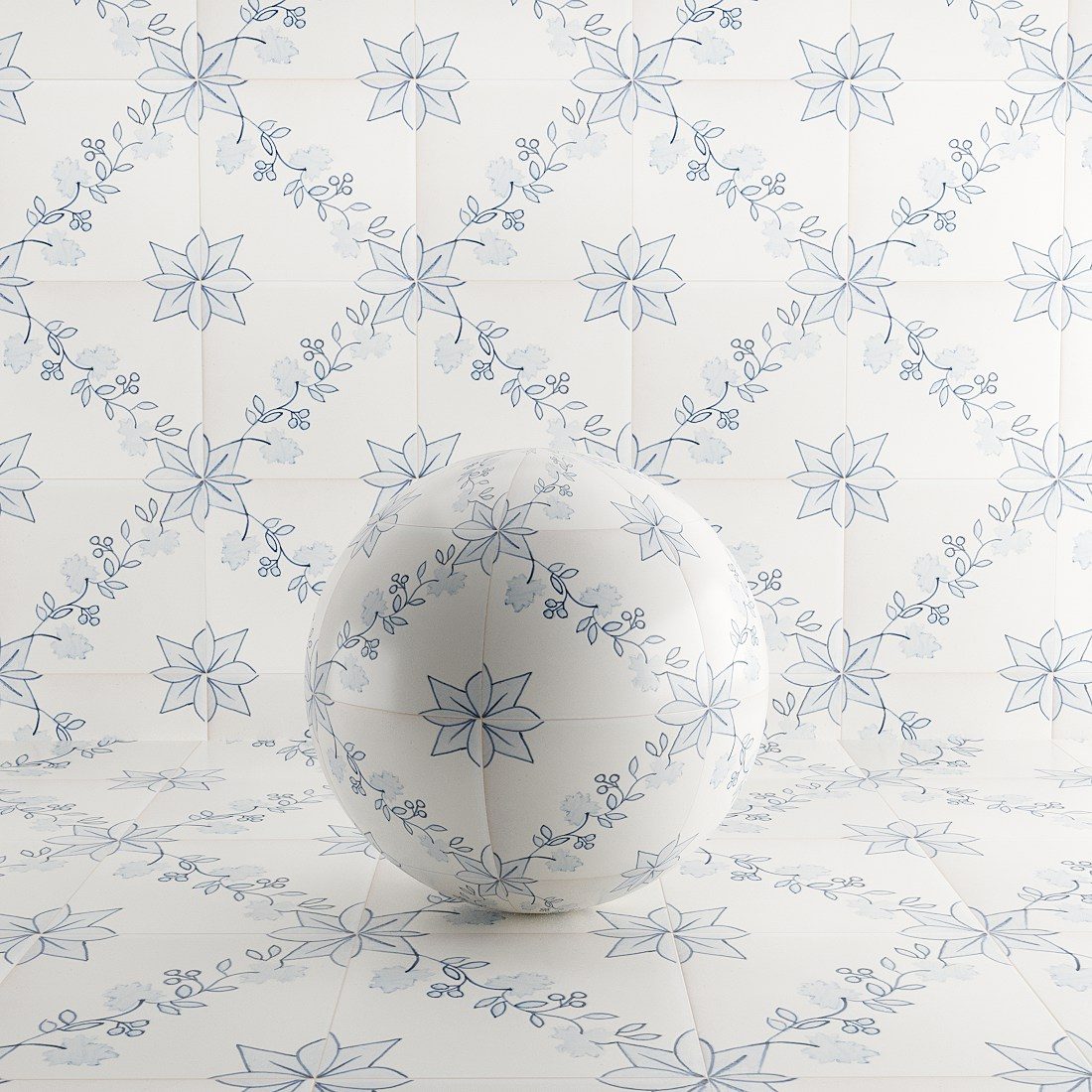 Ceramic Tile Azulejo Bicha Azul 4k Pbr Seamless Texture / PBR Material ...