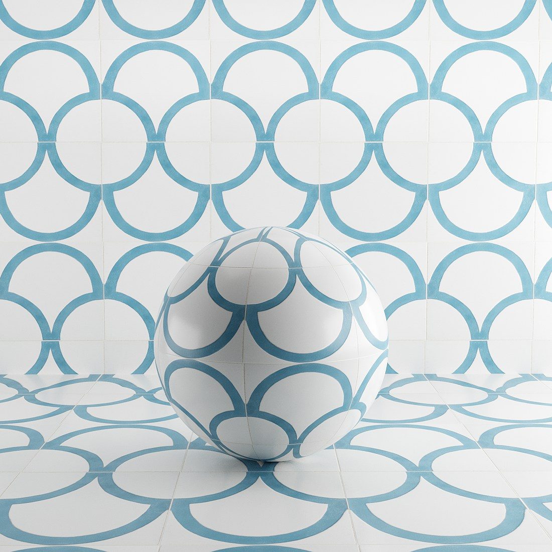 Ceramic Tile Blue Scales 4k Pbr Seamless - 3D Model for VRay, Corona, VRay