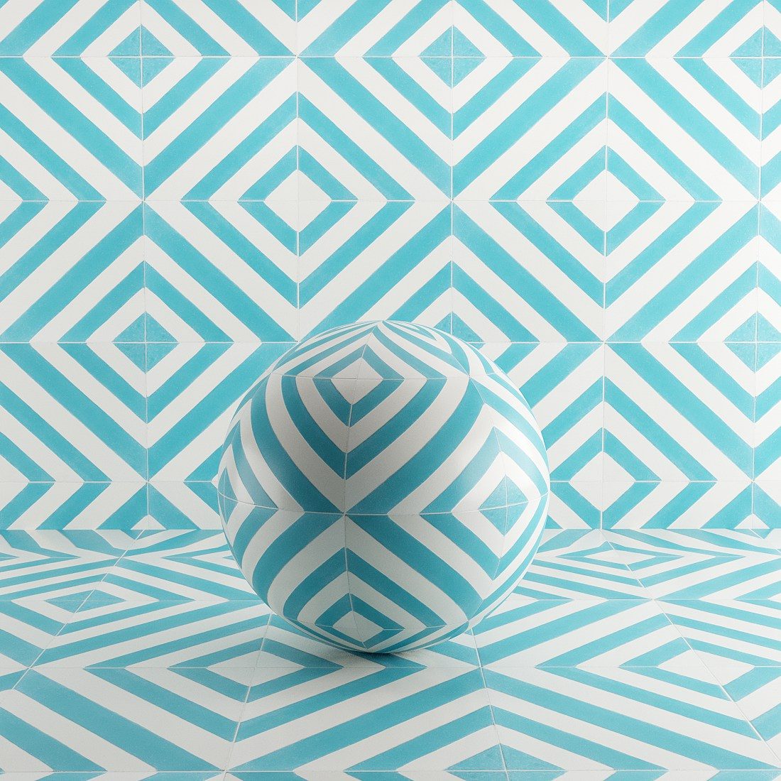 Ceramic Tile Turquoise Stripes 4k Pbr Seamless - 3D Model for VRay ...