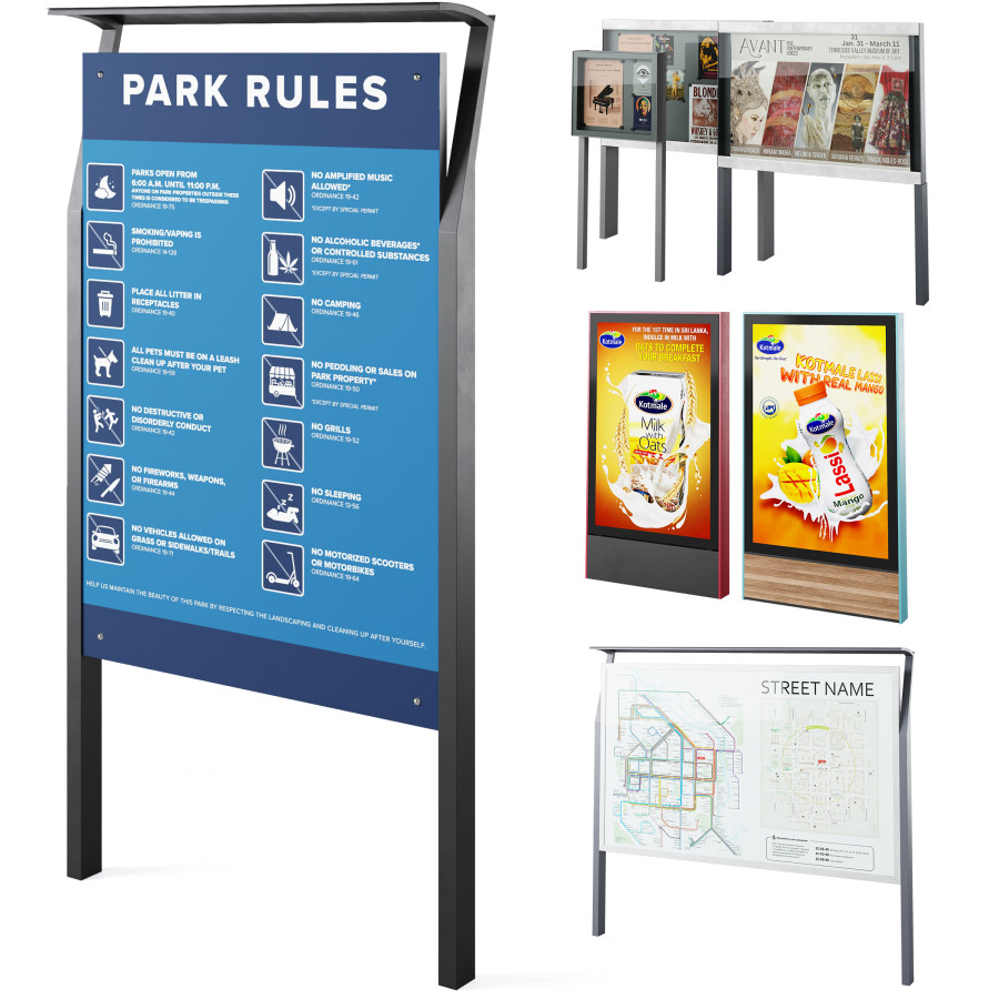 Street Advertising Information Stands By Mmcite - 3D Model for VRay, Corona