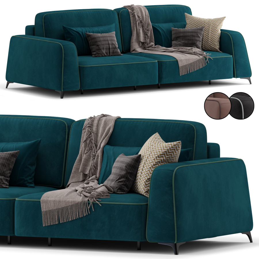 Straight Sofa Moon Family 808 With 3 Options 3D Model for VRay, Corona ...