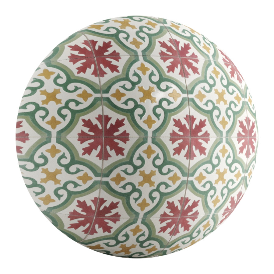 Ceramic Tile Summer Sevilla 4k Pbr Seamless - 3D Model for VRay, Corona ...
