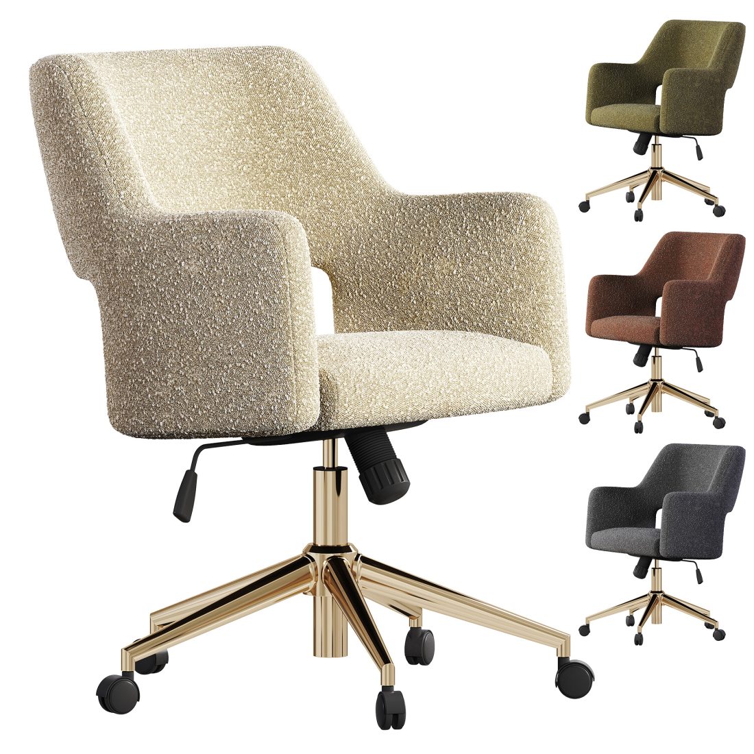 Boucle Upholstered Office Desk Chair - 3D Model for Corona