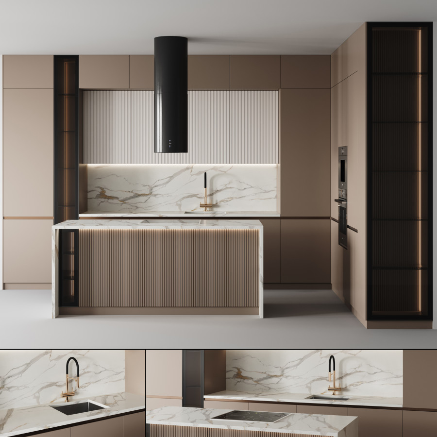 Kitchen Modern-056 3D Model for VRay, Corona | CGMood