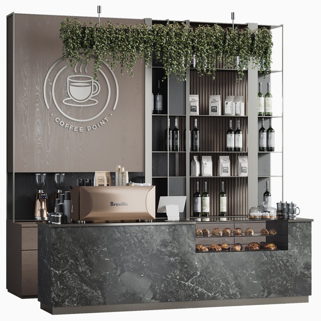 Coffee Bar 12 - 3D Model for VRay, Corona