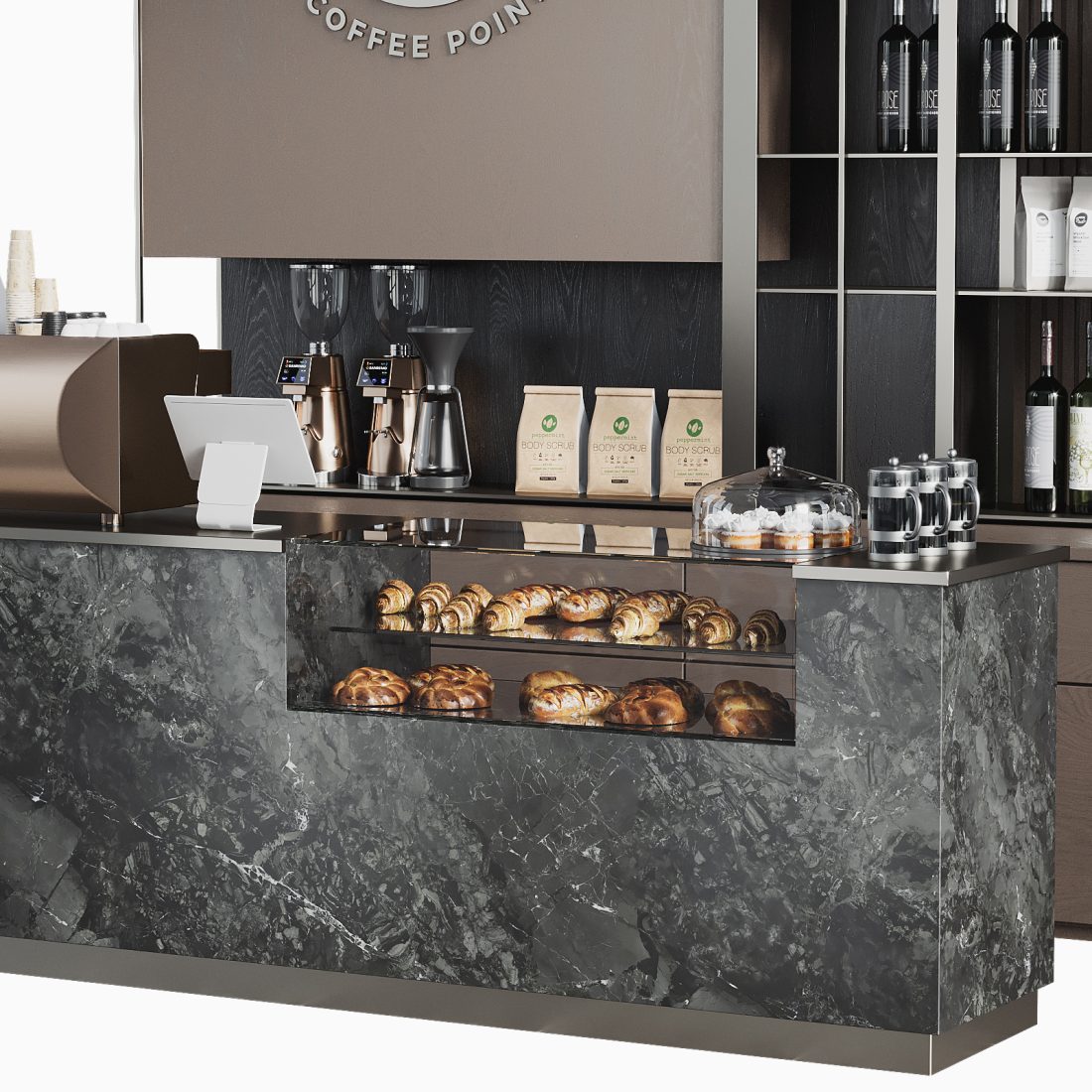 Coffee Bar 12 - 3D Model for VRay, Corona