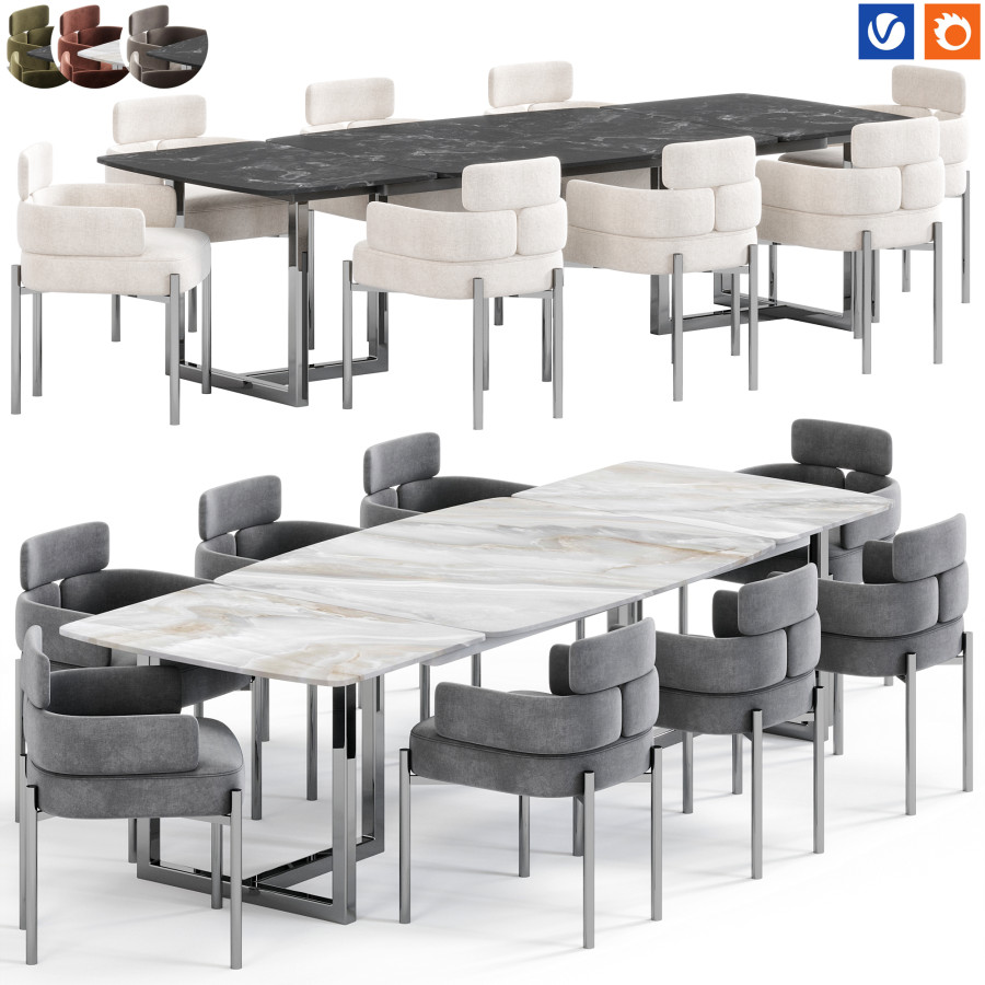 Misam Chair Alcor Table By Amgrades - 3D Model for VRay, Corona