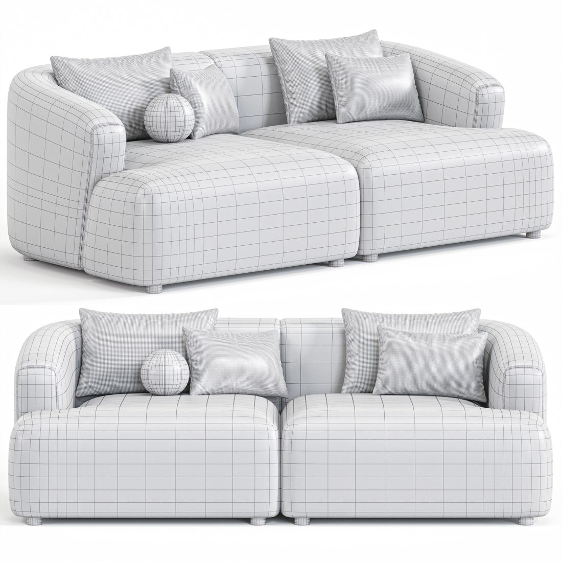 Sofia 2 Plazas Sofa By Westwing - 3D Model for VRay, Corona