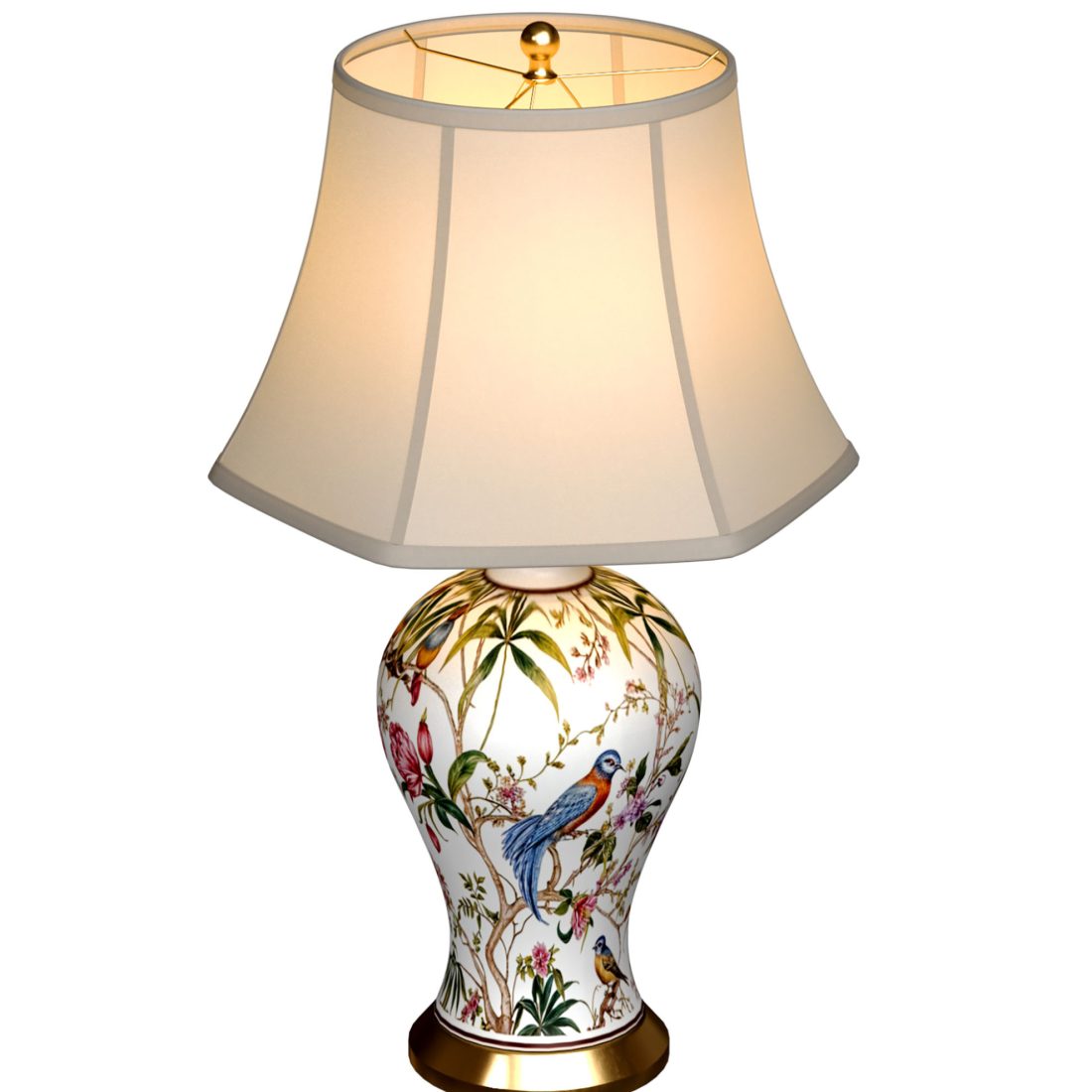 Chinese Ceramic Nightstand Asian Table Lamp - 3D Model for VRay, Corona