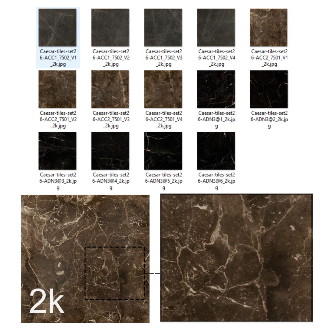 Caesar Set 26 - Marble Bundle - 4 Types: Emperador Material | CGMood