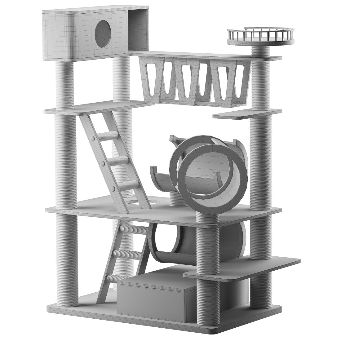 Wooden Cat Litter Box Frame With Integrated Luxury - 3D Model for Corona