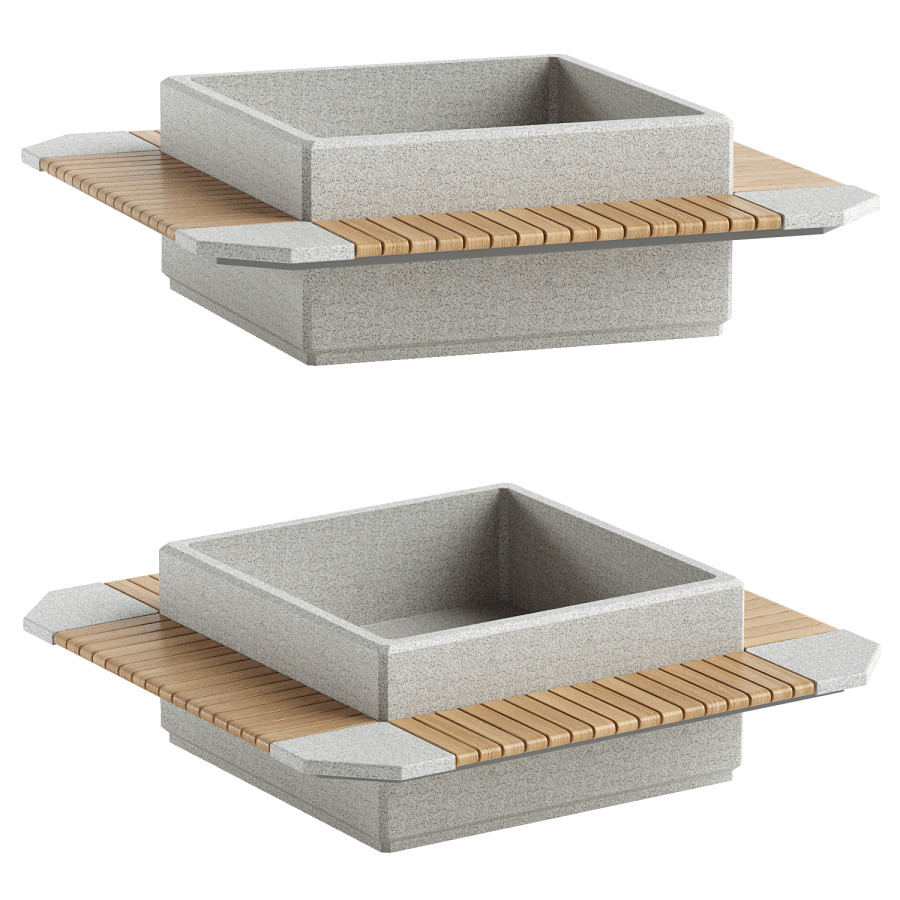Square Planter Bench 213 3D Model for VRay, Corona | CGMood