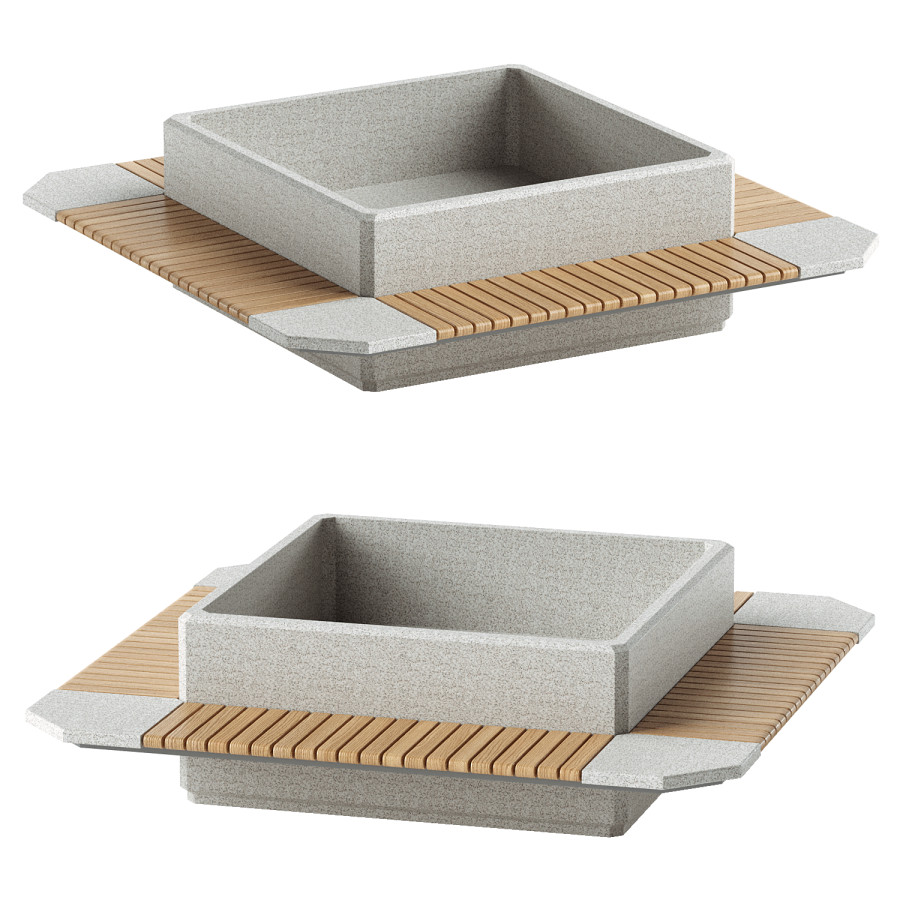 Square Planter Bench 297 3D Model for VRay, Corona | CGMood