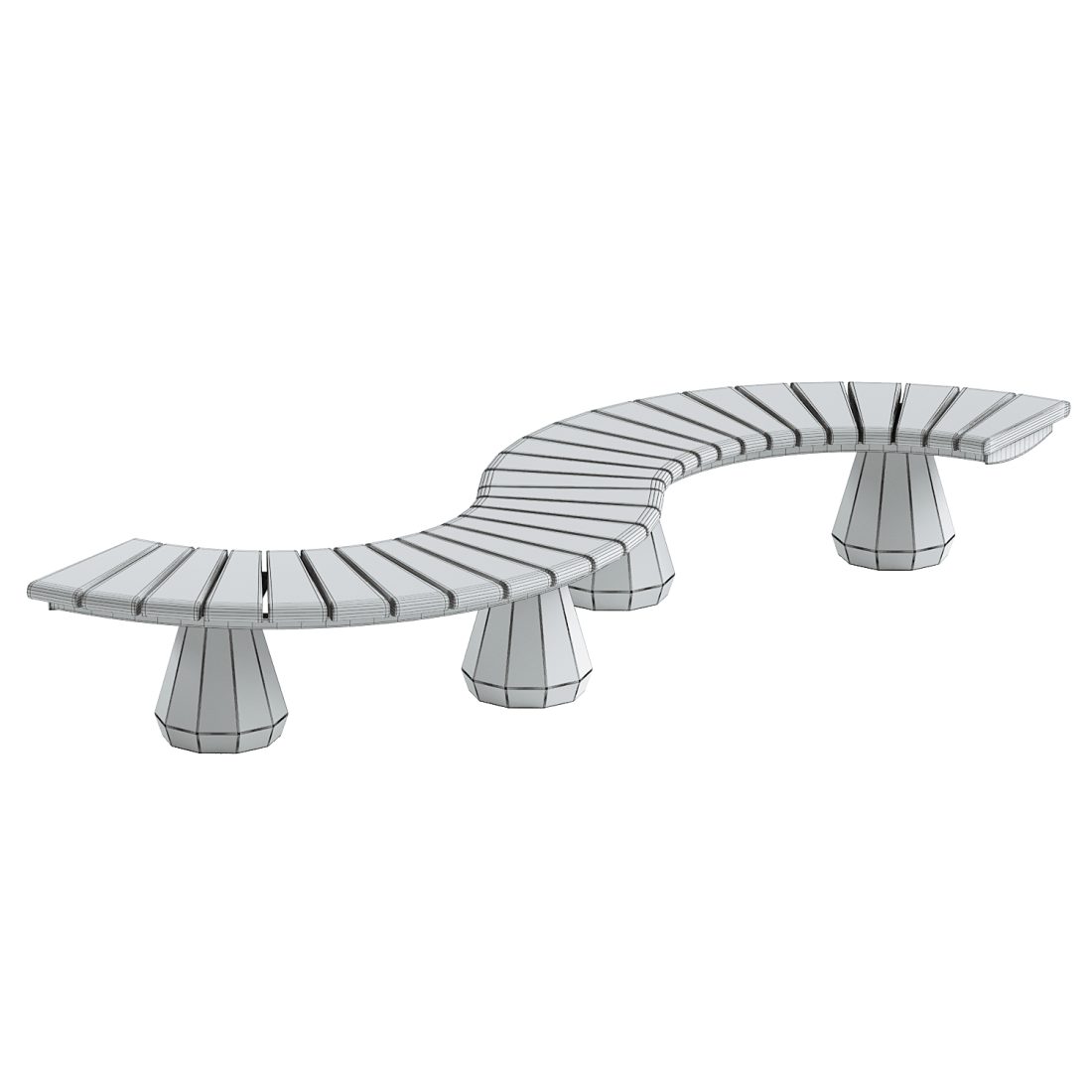 Concrete Modular Bench 156 3D Model for VRay, Corona | CGMood