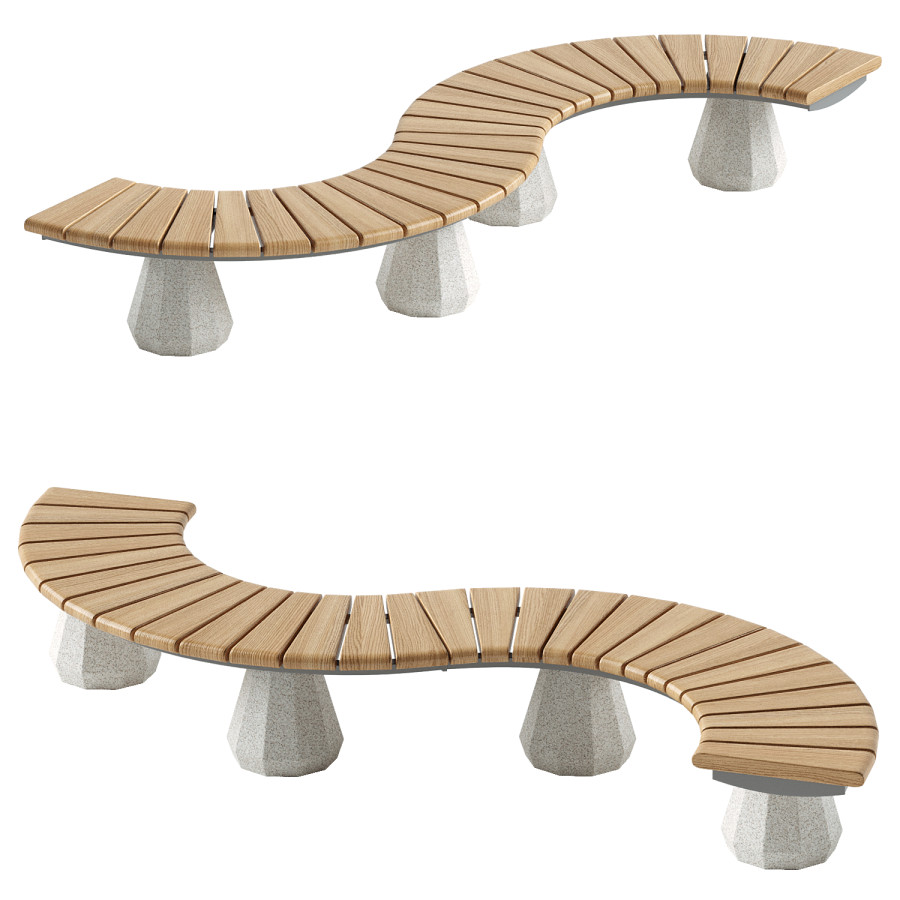 Concrete Modular Bench 156 3D Model for VRay, Corona | CGMood