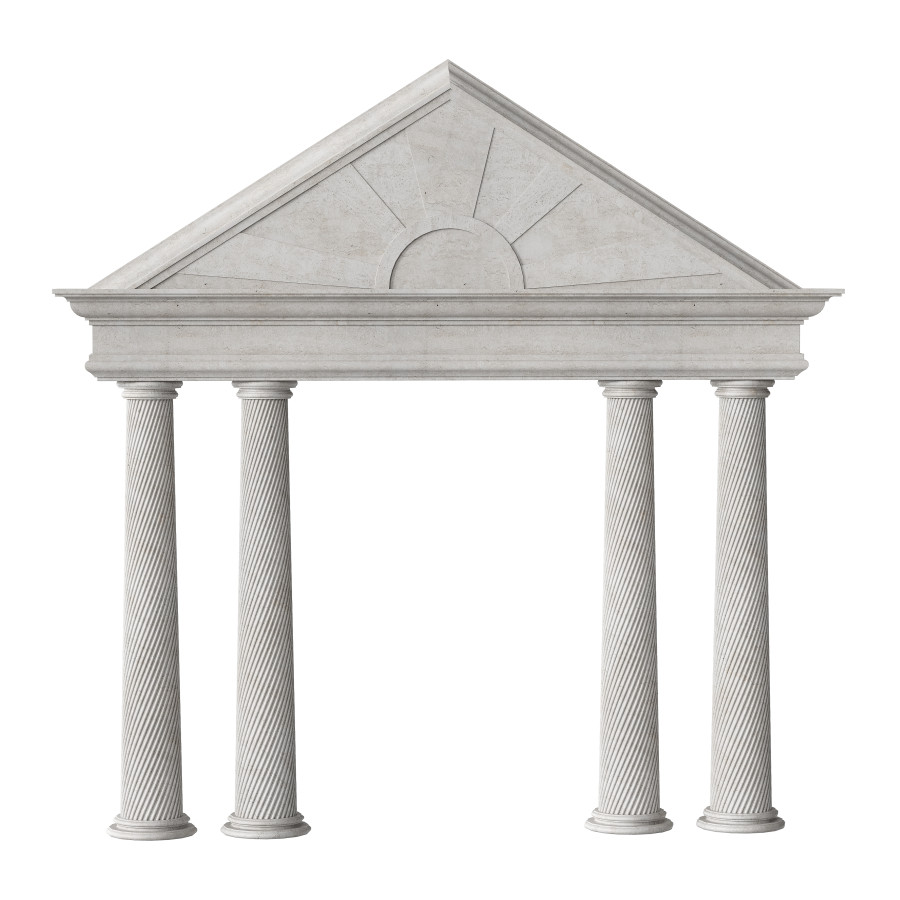 Classical Pediment With Elegant Columns - 3D Model for VRay, Corona