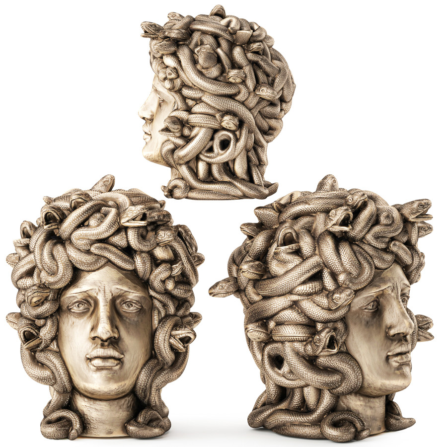 Decorative Metal Bust Figurine Of Gorgon Medusa 3D Model for VRay | CGMood