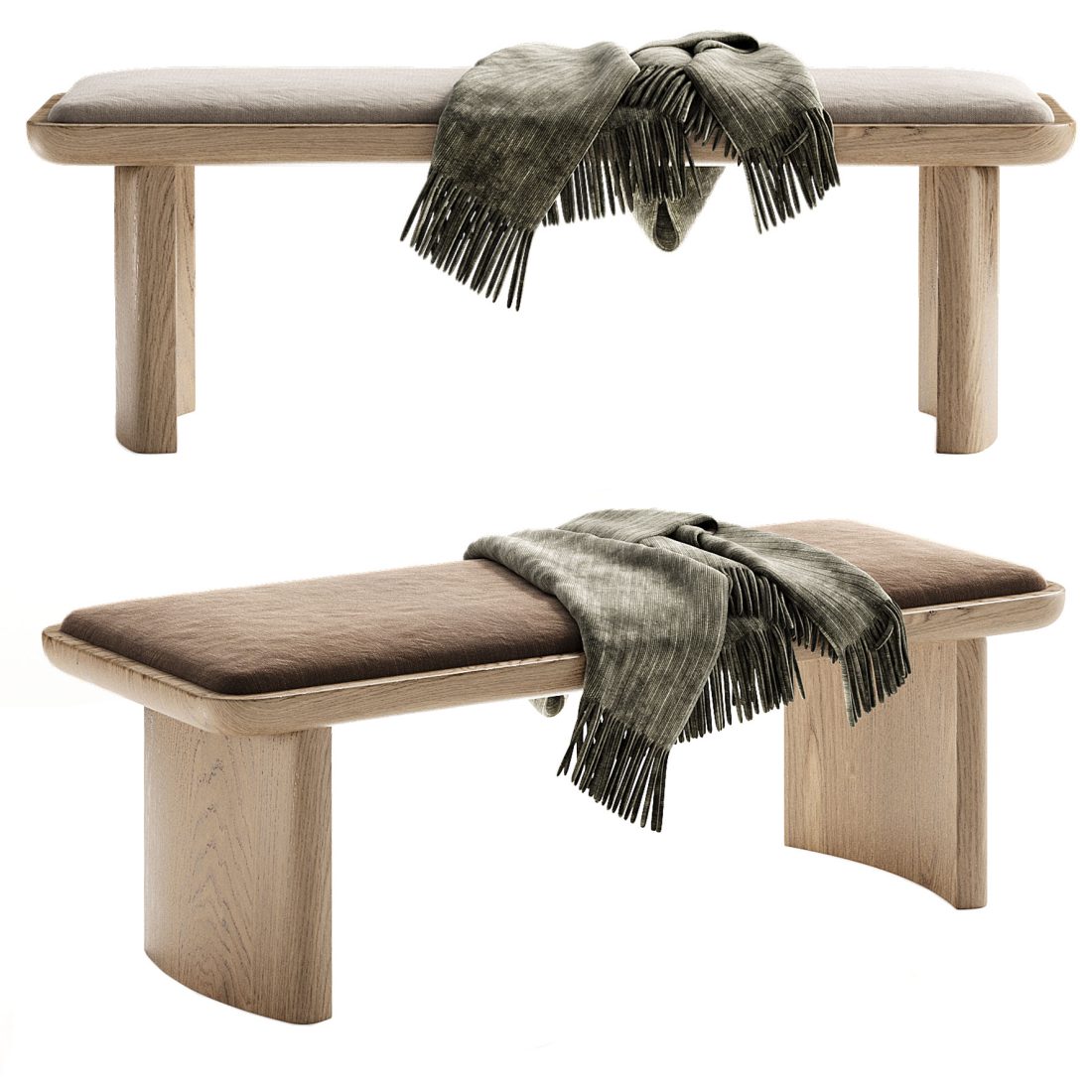 Banc En Chene Avec Assise Rembourree Chandler 3D Model for Corona | CGMood