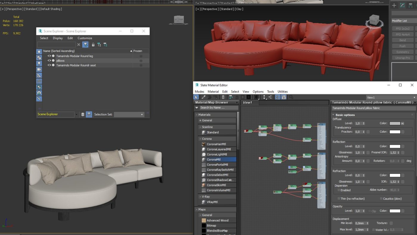 Tamarindo Modular Round 3D Model for VRay, Corona | CGMood