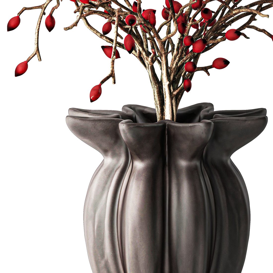 Bouquet Dried Rosehip Branches Flowers Vase Decor 3D Model for VRay ...
