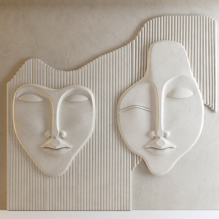 Decorative Wall Panel Mask - 3D Model for VRay, Corona