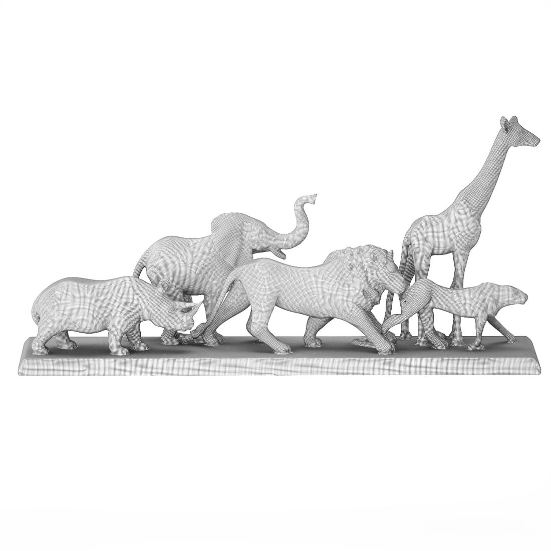 Figurine Pride Animals Lion Giraffe Elephant Set 3D Model for VRay | CGMood