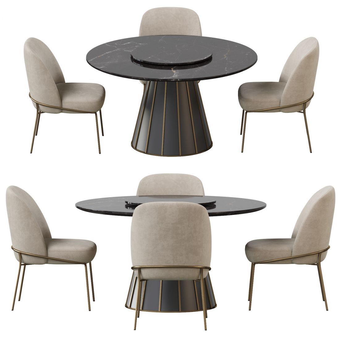Cleopatra Round Marble Dining Table And Astrud Din - 3D Model for Corona
