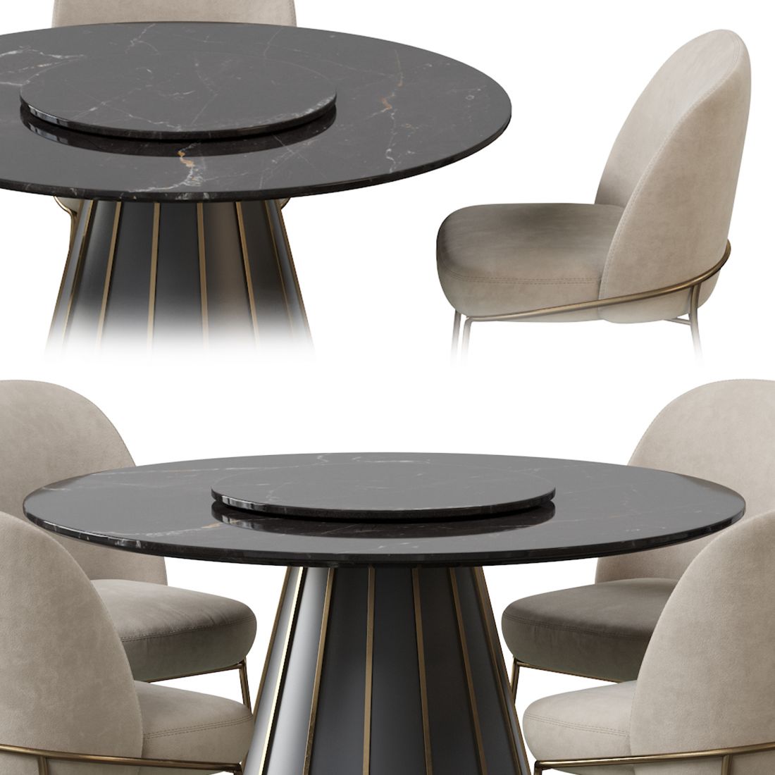 Cleopatra Round Marble Dining Table And Astrud Din - 3D Model for Corona
