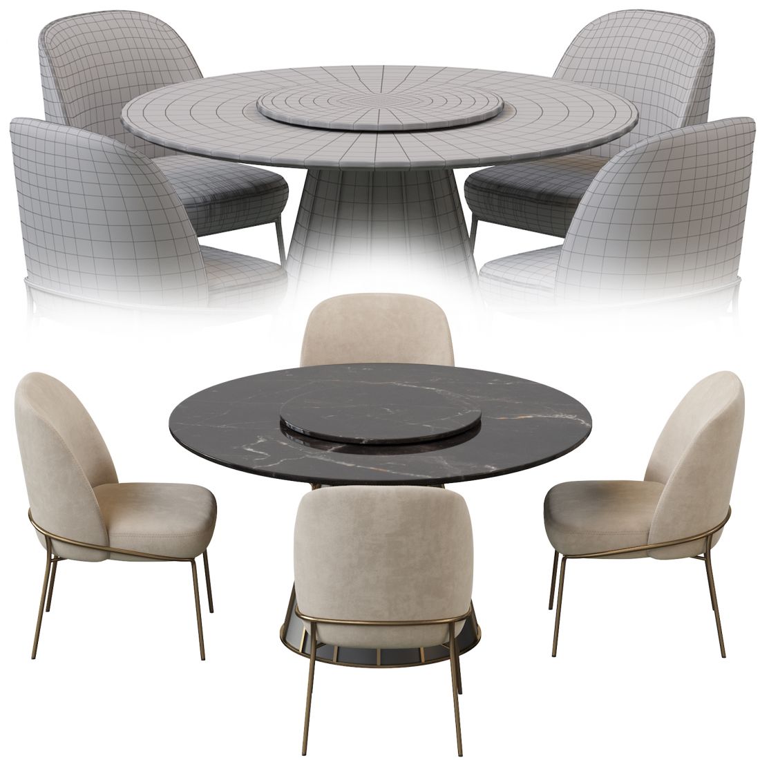 Cleopatra Round Marble Dining Table And Astrud Din 3D Model for Corona ...