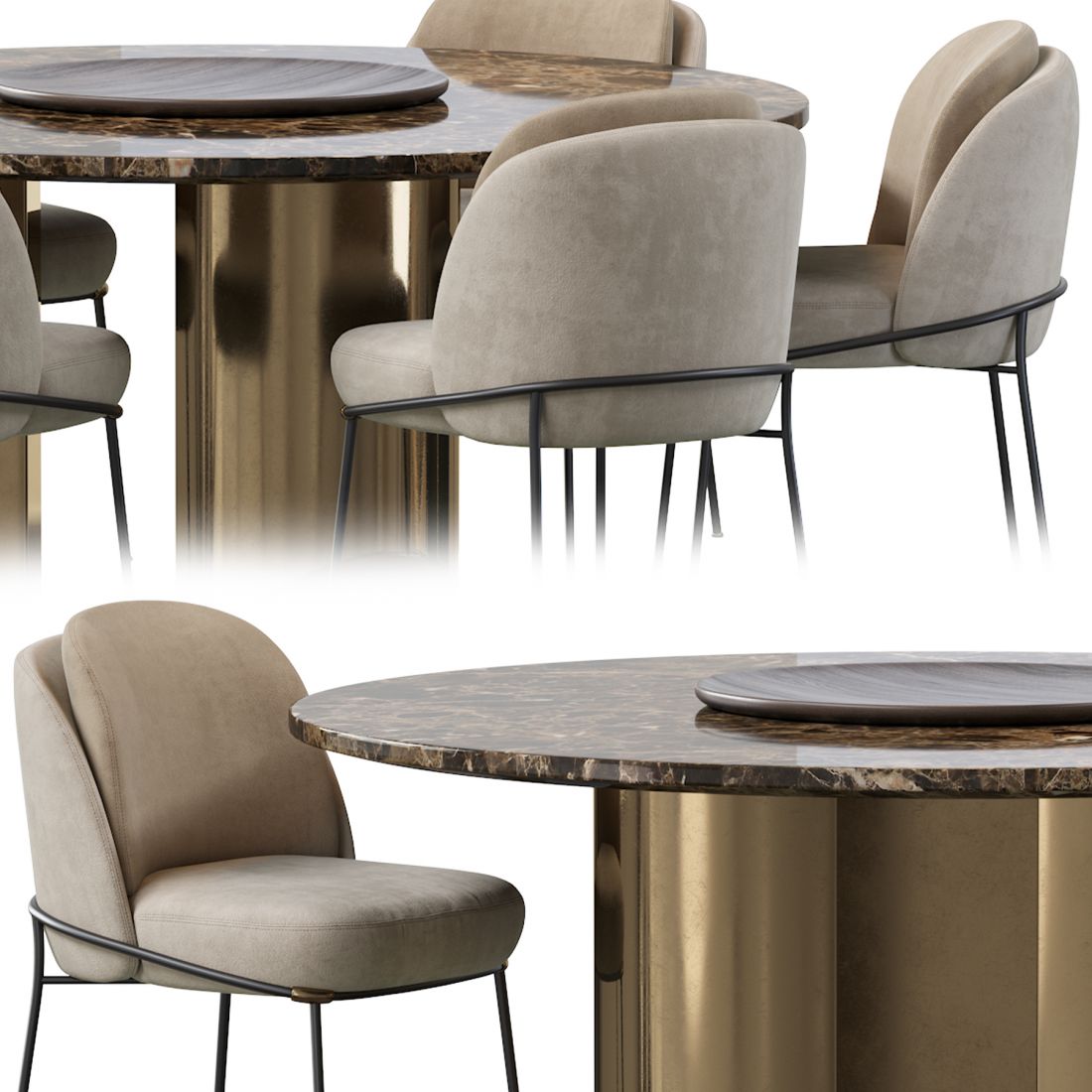 Wedge Table And Fil Noir Chair By Minotti 3D Model for Corona | CGMood