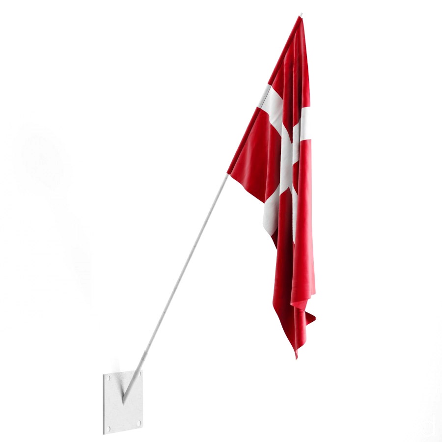 Flag With Wall Mount - 3D Model for VRay, Corona