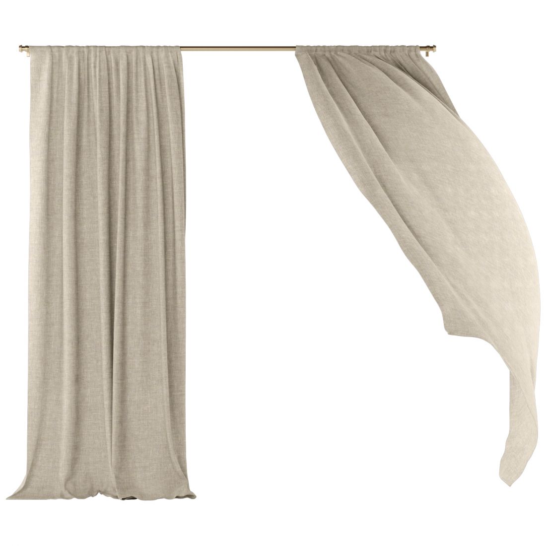Curtains | Linen | Wind 3D Model for VRay | CGMood