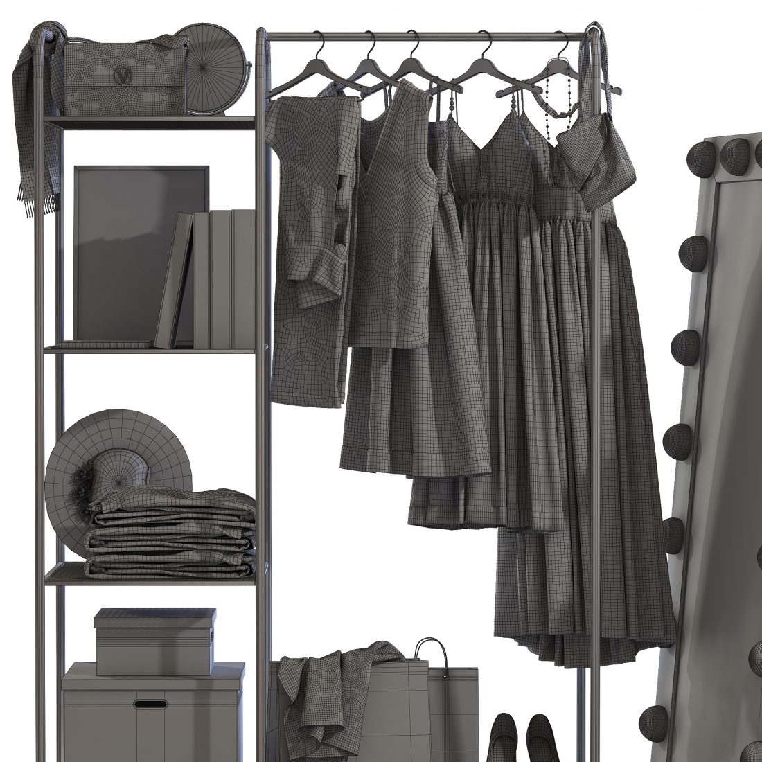 Set Of Womens Clothing Set 05 - 3D Model for VRay, Corona