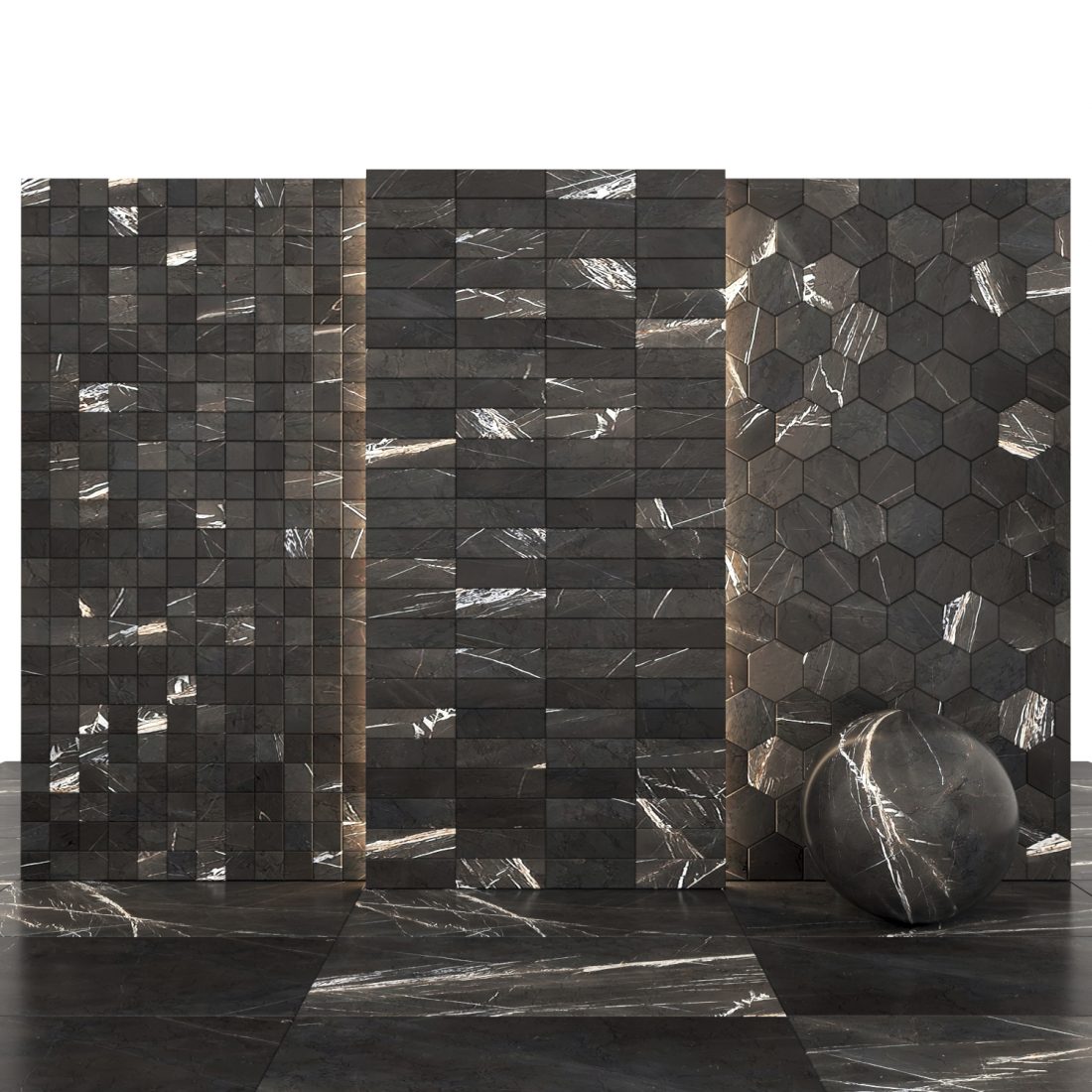 Marquina Gray Marble - 3D Model for VRay