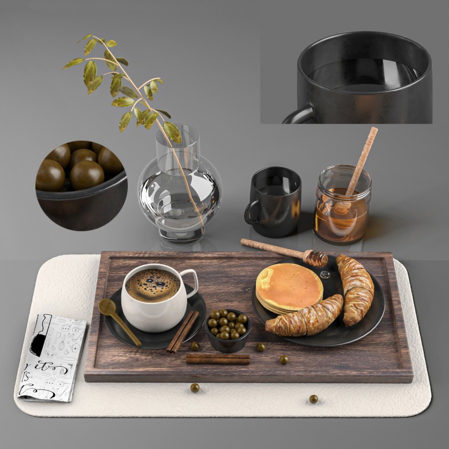 Coffee Set - 3D Model for VRay, Corona