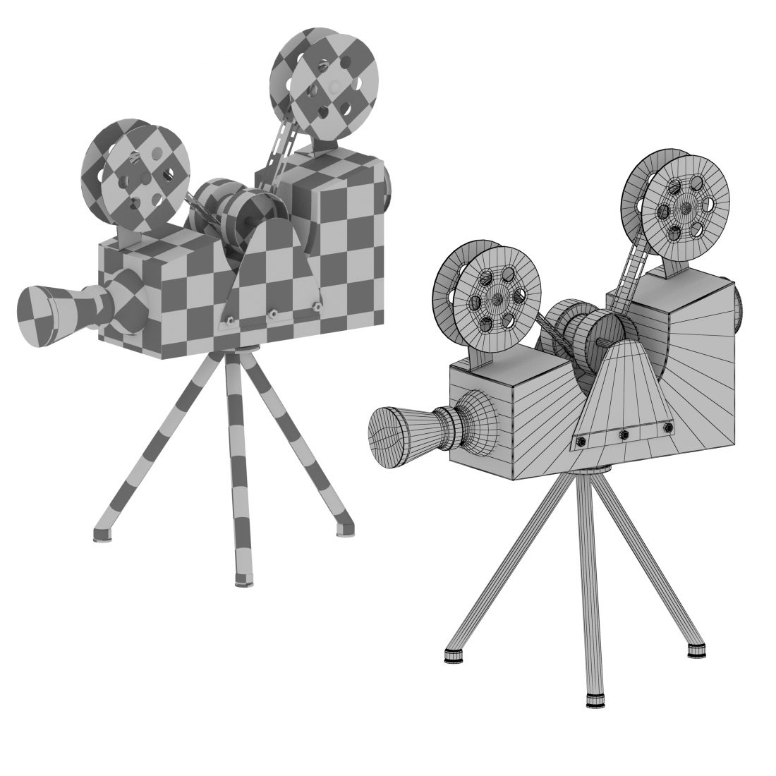 Movie Camera - Metal Sculpture - 3D Model for FStorm, VRay, Corona