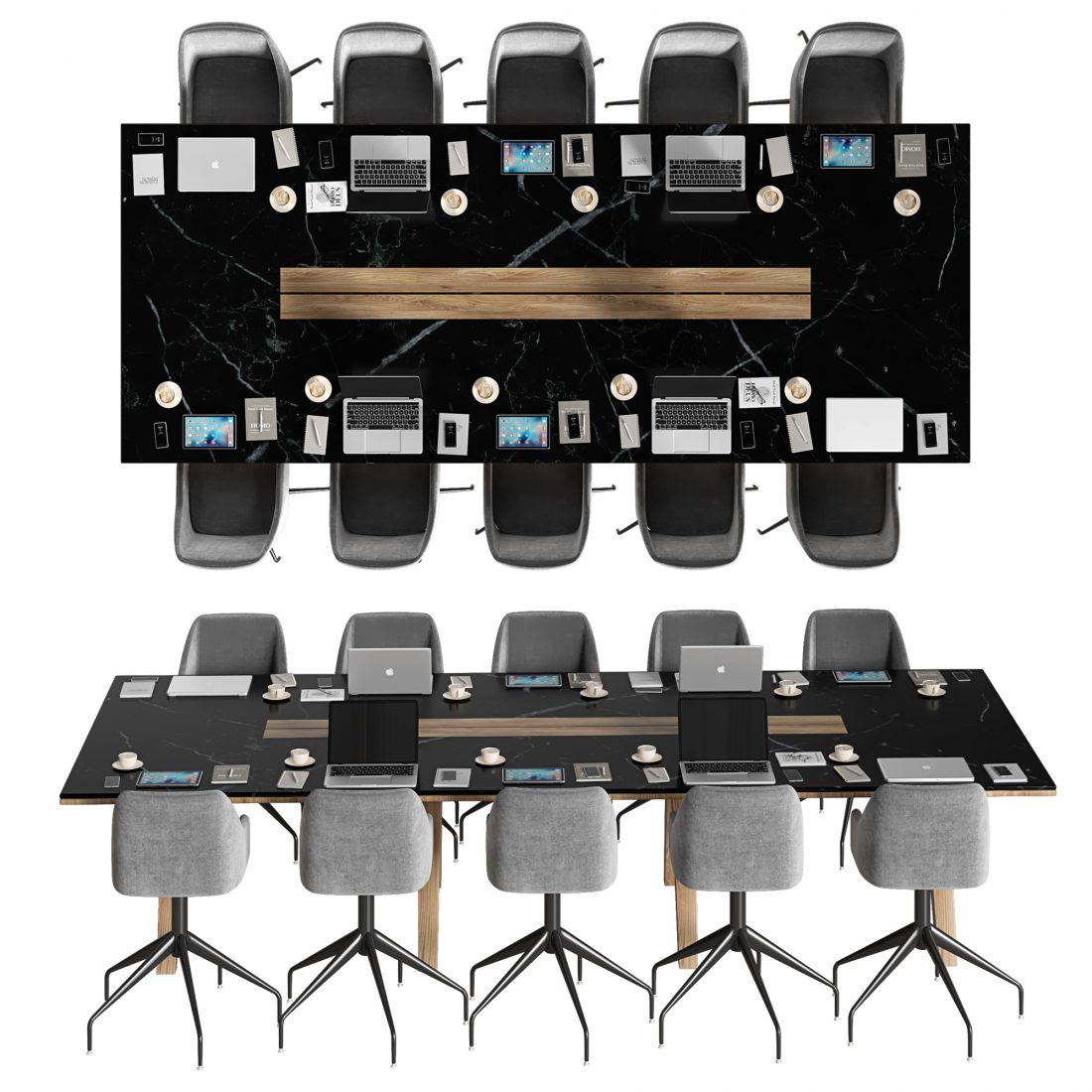 Conference Table 02 - 3D Model for VRay, Corona