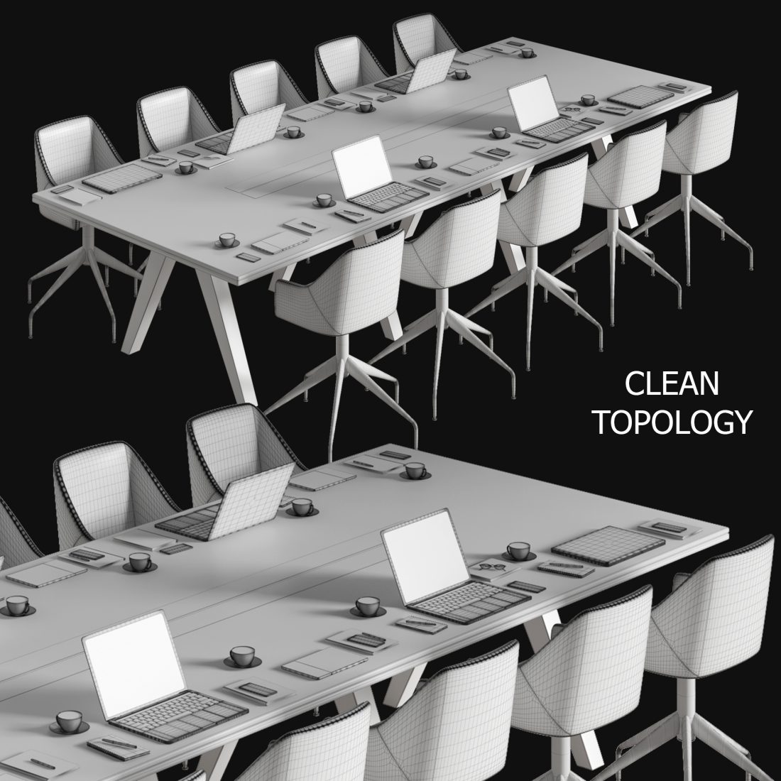 Conference Table 02 3D Model for VRay, Corona | CGMood