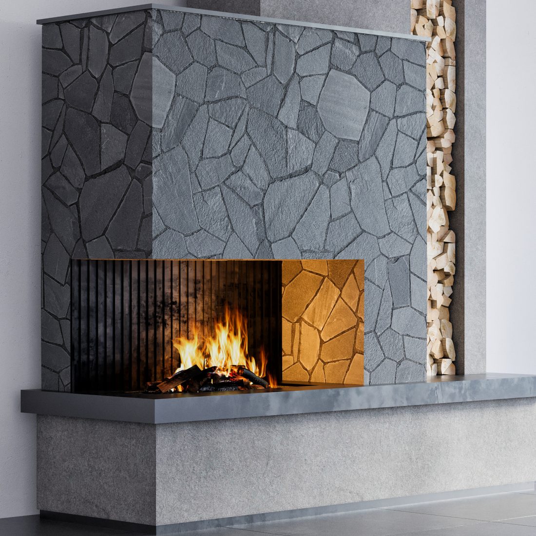 Fireplace 06 - 3D Model for VRay, Corona