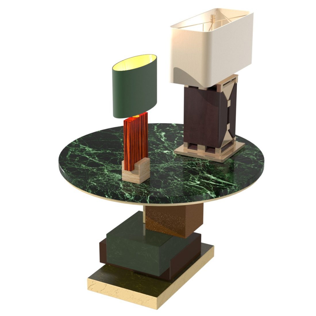 Custom Round Side Table And Lamp - 3D Model for Corona