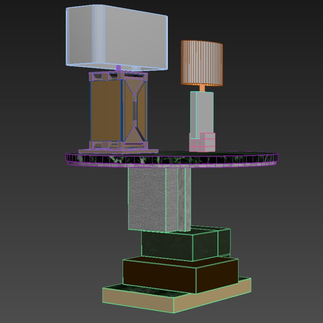 Custom Round Side Table And Lamp - 3D Model for Corona