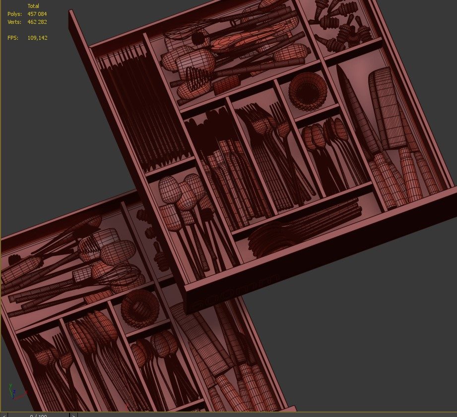 Filling Kitchen Drawers 3D Model for Corona | CGMood