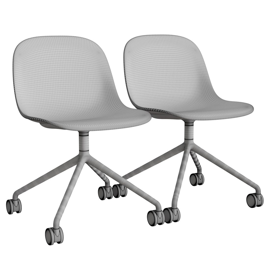 Fiber Side Chair Swivel W.castors 3D Model for Corona | CGMood